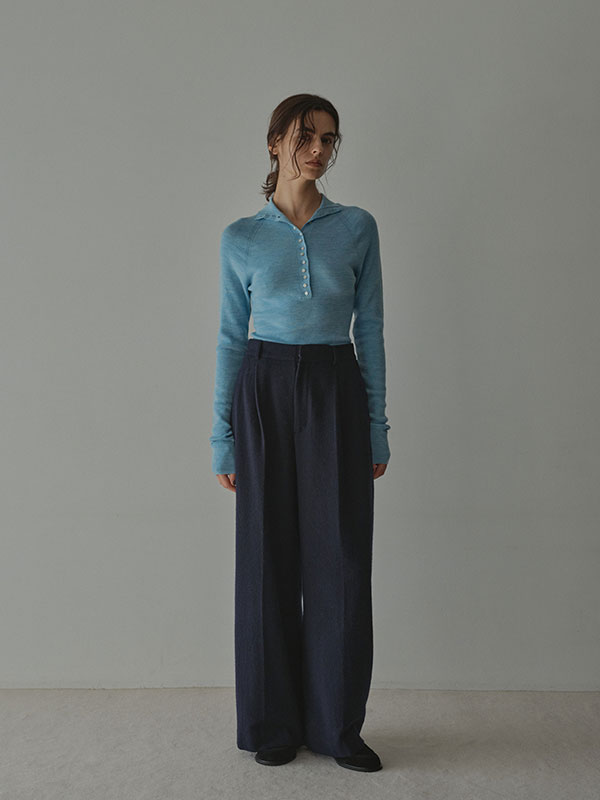 ウールツイルセミワイドパンツ(S NAVY): ボトムス │ ETRE TOKYO